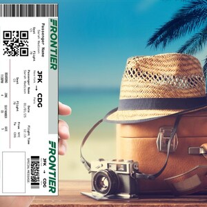 Editable Frontier Travel Ticket Template, Custom Airline Ticket Gift ...