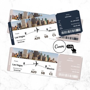 Editable Travel Ticket Template, DIY Airplane Ticket, Custom Airline Ticket Gift,surprise ...