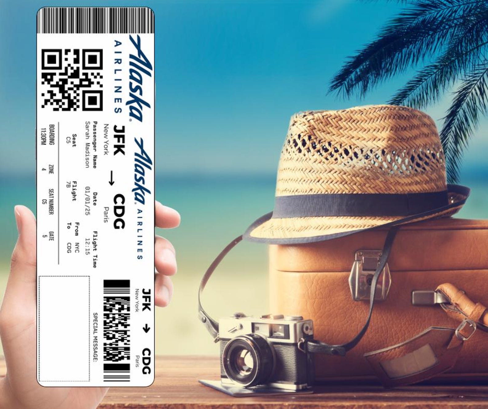 Editable Alaska Airlines Ticket Template, Custom Airline Ticket ...