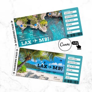 Editable Travel Ticket Template, DIY Airplane Ticket, Custom Airline ...
