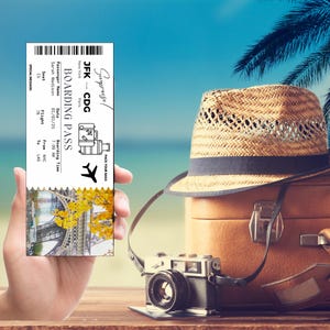 Editable Travel Ticket Template, DIY Airplane Ticket, Custom Airline ...