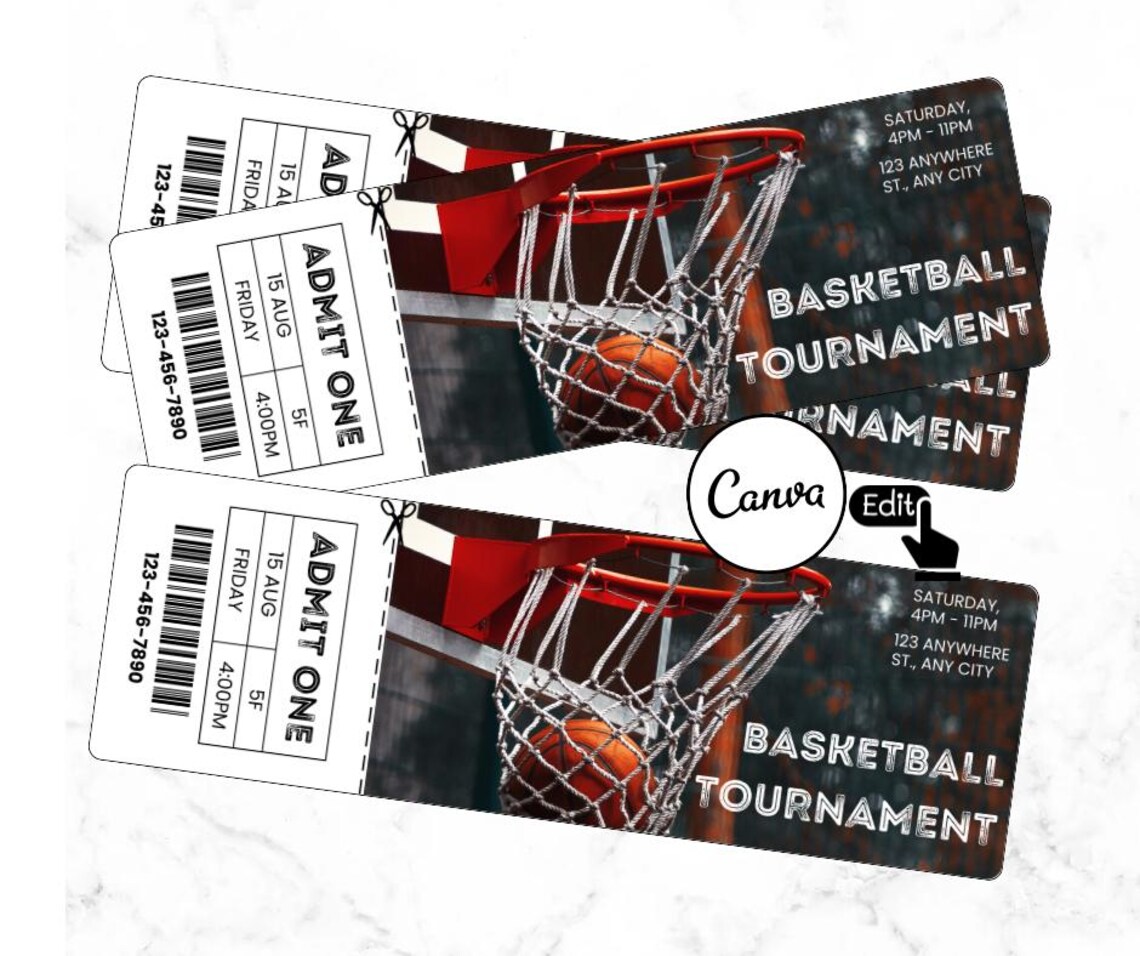 Editable Sports Ticket Template, DIY Basketball Ticket, Custom Sports ...