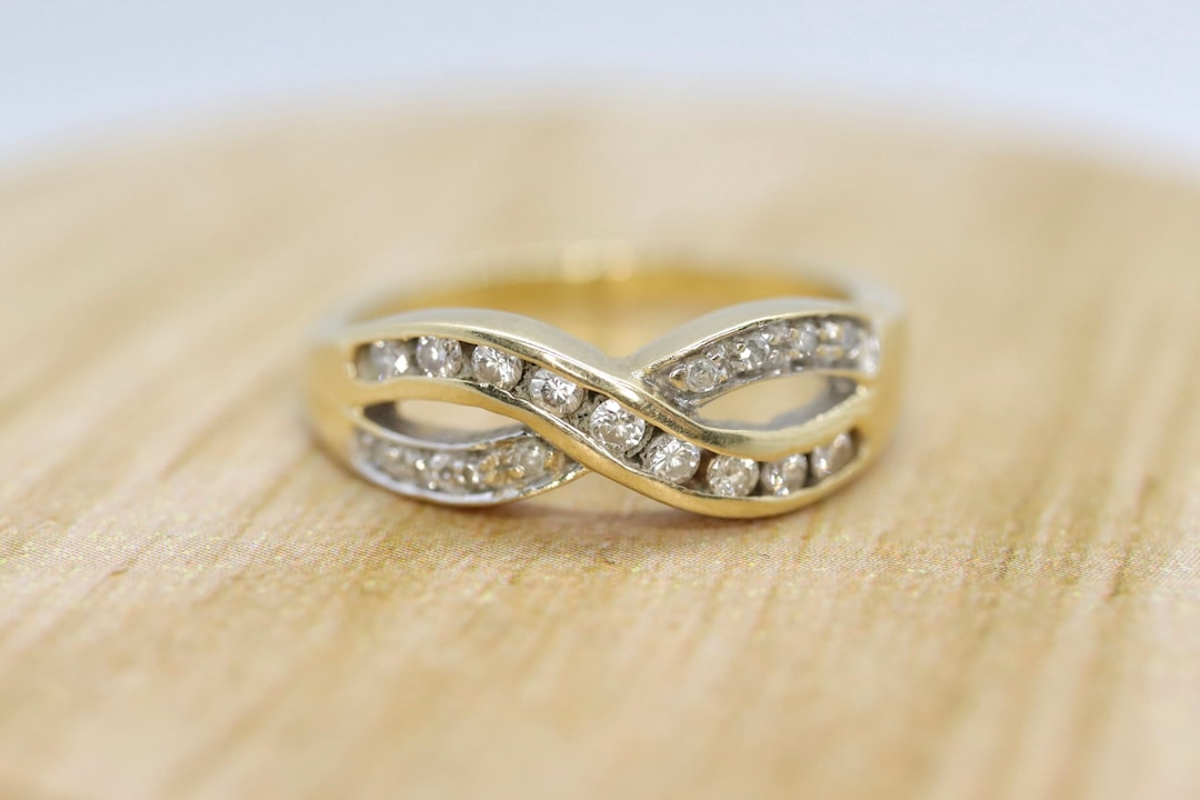 14k Diamond INFINITY Criss Cross X Ring Wedding Statement Ring. 14k ...