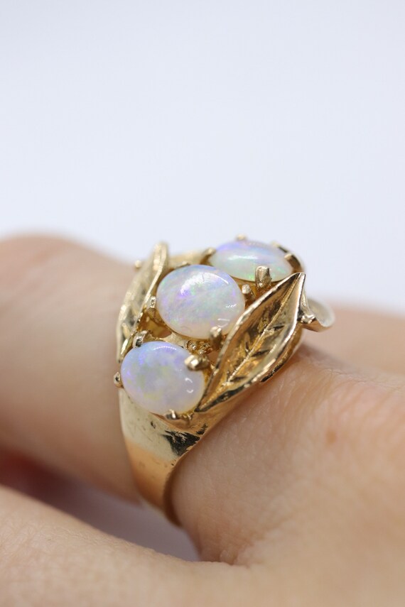 14k Opal Trio ring. Triple OPAL Crystal and Filigree … - Gem