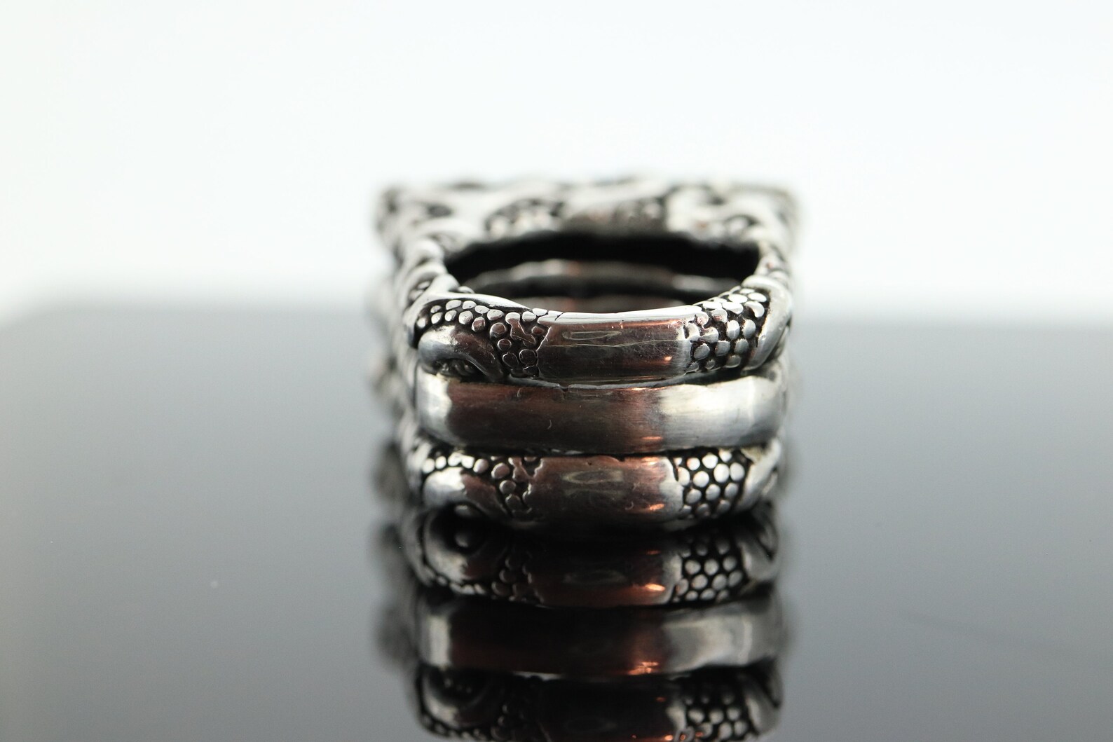 Dian Malouf RING. Triple Three Stacked Rings. Heavy Sterling Silver and ...
