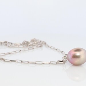 Large Pearl Necklace. Sterling Silver Rolo Chain Necklace - Etsy