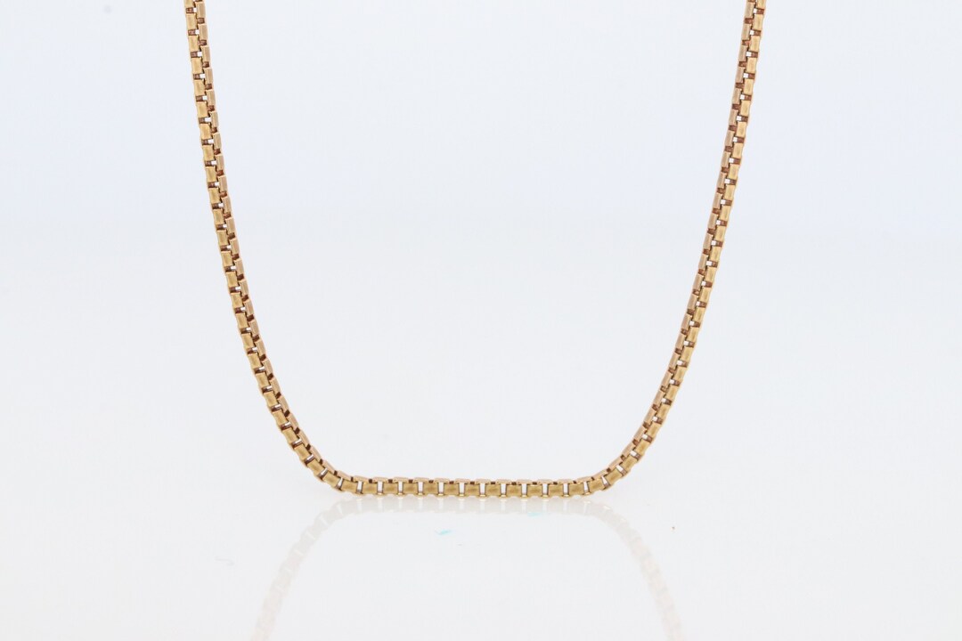 8k Dainty Box Chain Necklace. 333 GOLD Box Chain Necklace. 14.5in - Etsy