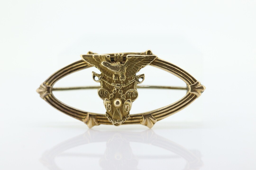 1919 US Navy Academy Pin. 14k Yellow Gold US NAVY Academy Brooch ...