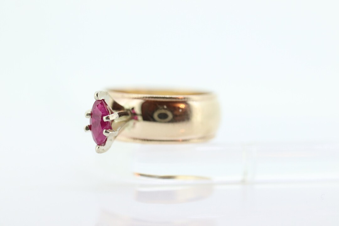 ARTCARVED 10k Gold Natural Ruby Ring. Art Carved Marquise RUBY ...
