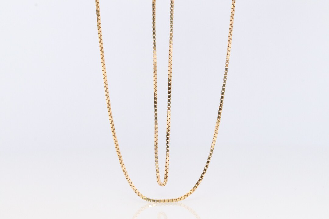 14k Dainty Box Chain Necklace. 14k GOLD Box Chain Necklace. 20in 2 ...
