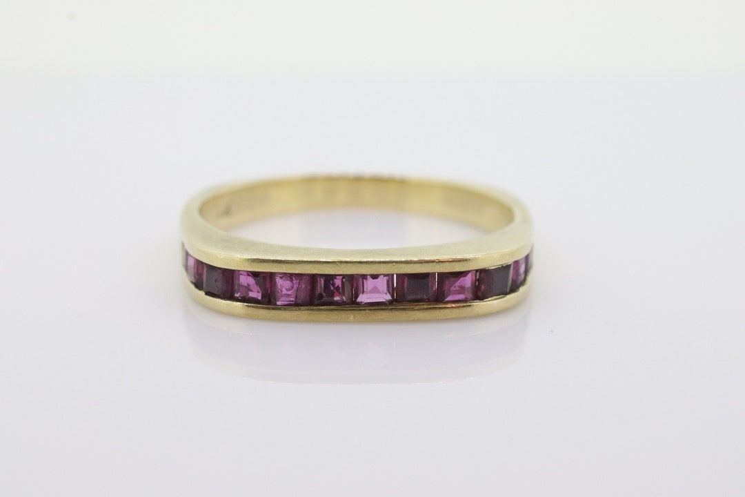 14k Eternity Half Ruby Ring. Euro Shank Flat Bottom. A 14k Gold Ring ...