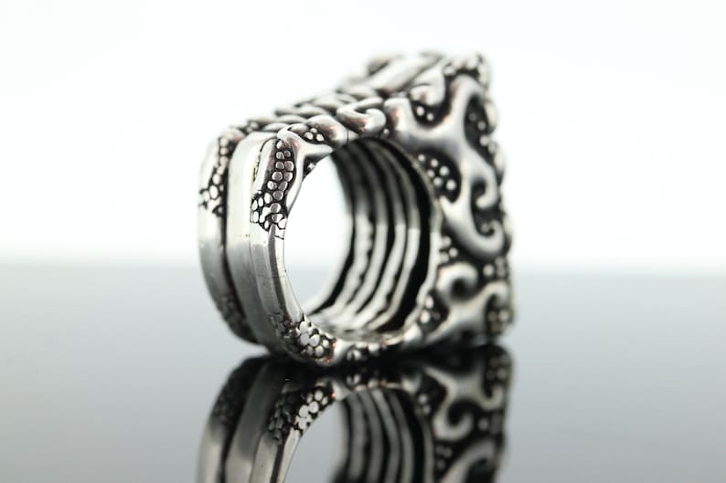 Dian Malouf RING. Triple Three Stacked Rings. Heavy Sterling Silver and ...