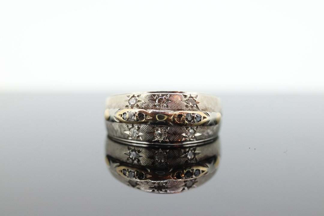 Antique DIAMOND Star Bezel Set Ring. 14k Multi-color Diamond Gypsy ...