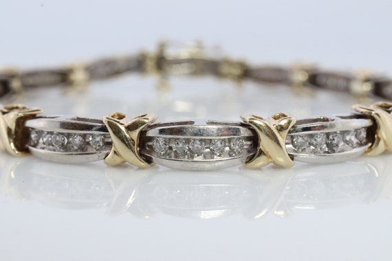 10k Diamond XOXO Bracelet. 10k Yellow White Gold Kiss Hug Diamond Bracelet. Etsy