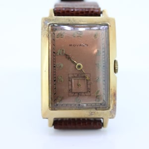 14k MOVADO Rectangle Manual Watch. Antique Mens Movado Vintage Tank ...