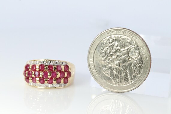 14k Ruby and Diamond Wide Cluster Encrusted Ring. 14k… - Gem