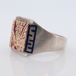 18k Heavy Signet Ring. Aztec Mayan or Inca With Warrior Head Chief Bust ...
