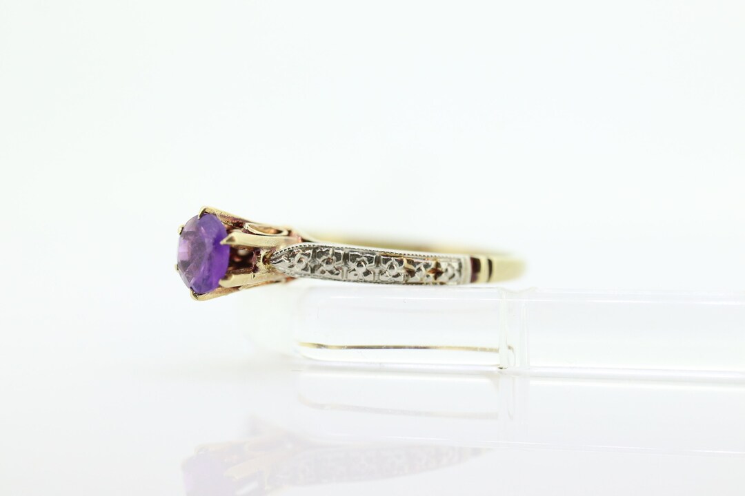 Art Deco Amethyst Ring. 14k Gold Filigree Design. Engagement Ring From ...