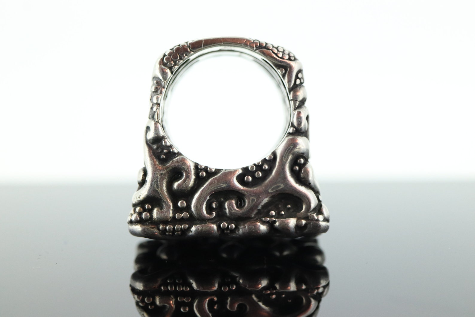 Dian Malouf RING. Triple Three Stacked Rings. Heavy Sterling Silver and ...
