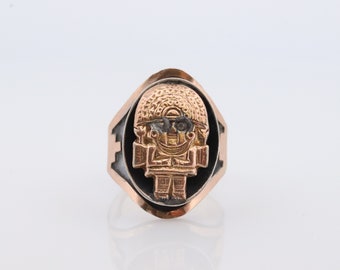 18k Heavy Signet Ring. Aztec Mayan or Inca With Llama Alpaca - Etsy