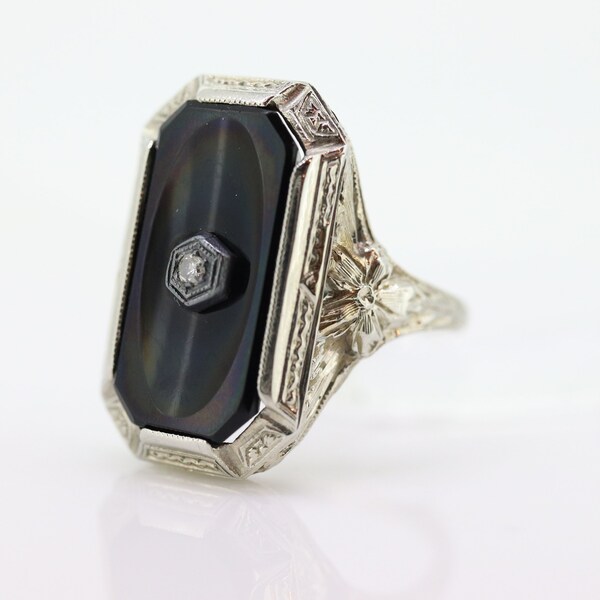 Art Deco Onyx Ring - Etsy