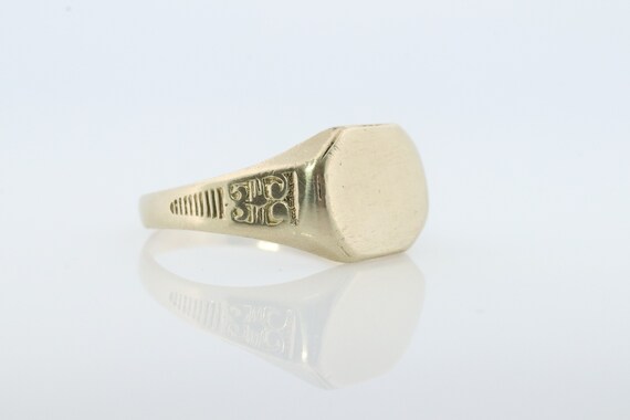 Vintage Signet Ring. 10k Yellow gold. Blank Flat Sign… - Gem
