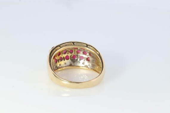 14k Ruby and Diamond Wide Cluster Encrusted Ring. 14k… - Gem