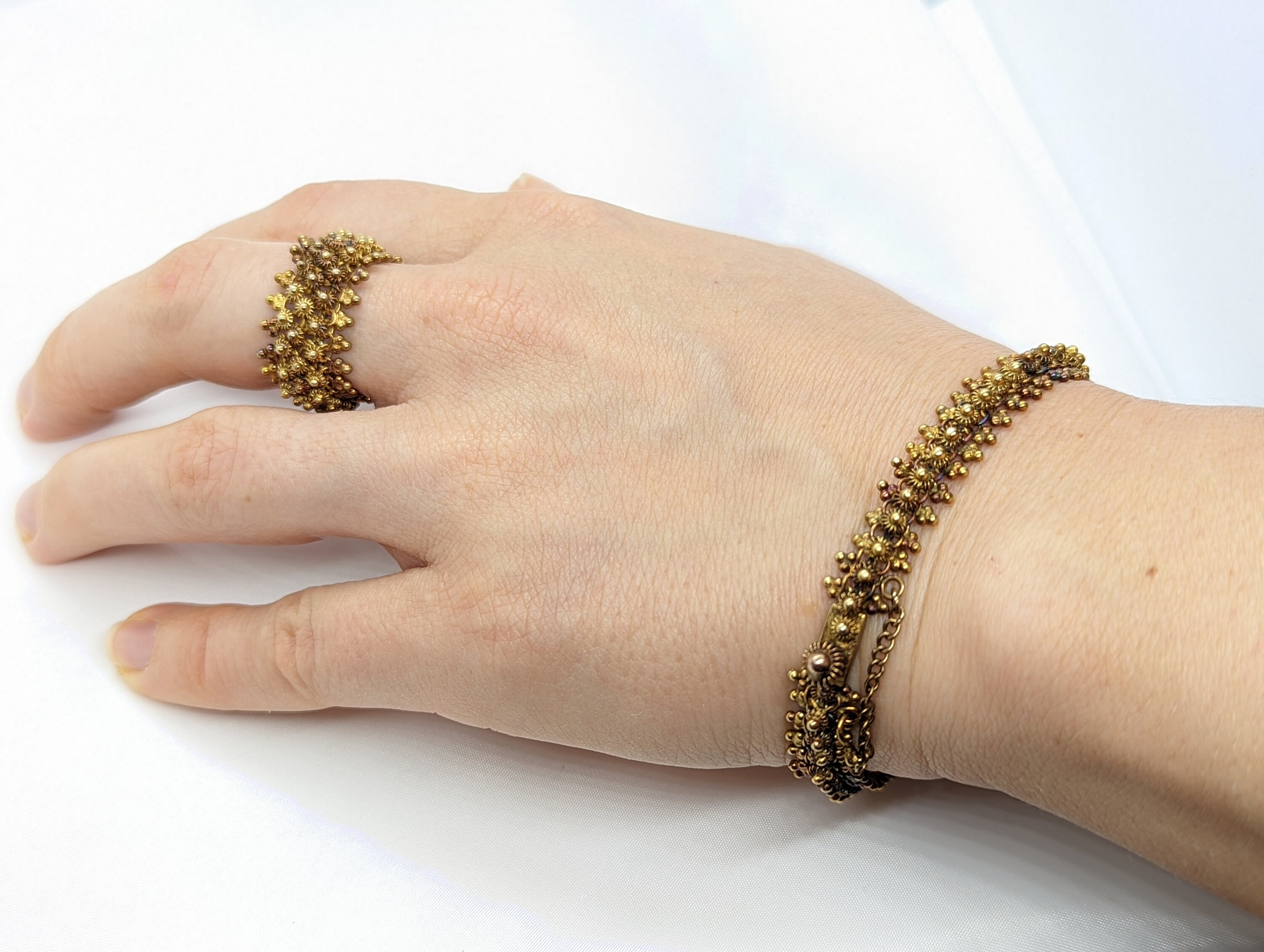 18k Gold BEAD Mesh Bracelet and Ring. 18k Gold Handmade Indian - Etsy ...