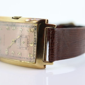 14k MOVADO Rectangle Manual Watch. Antique Mens Movado Vintage Tank ...