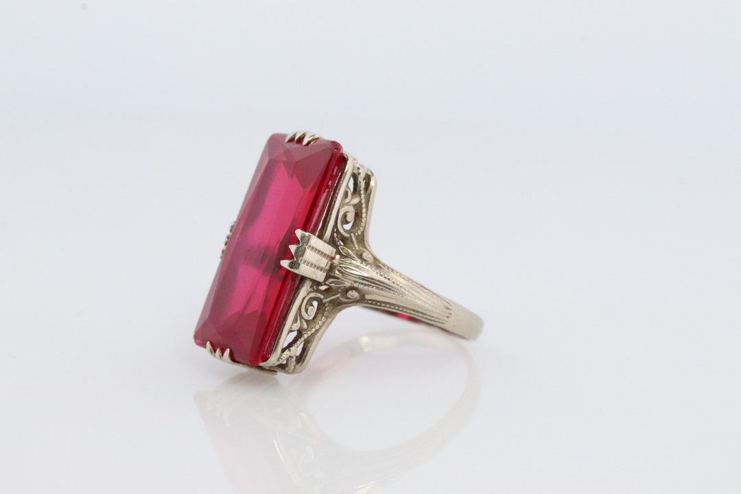 14k Ruby Ring. Art Deco Filigree Ruby Ring. Antique Ruby Ring. - Etsy