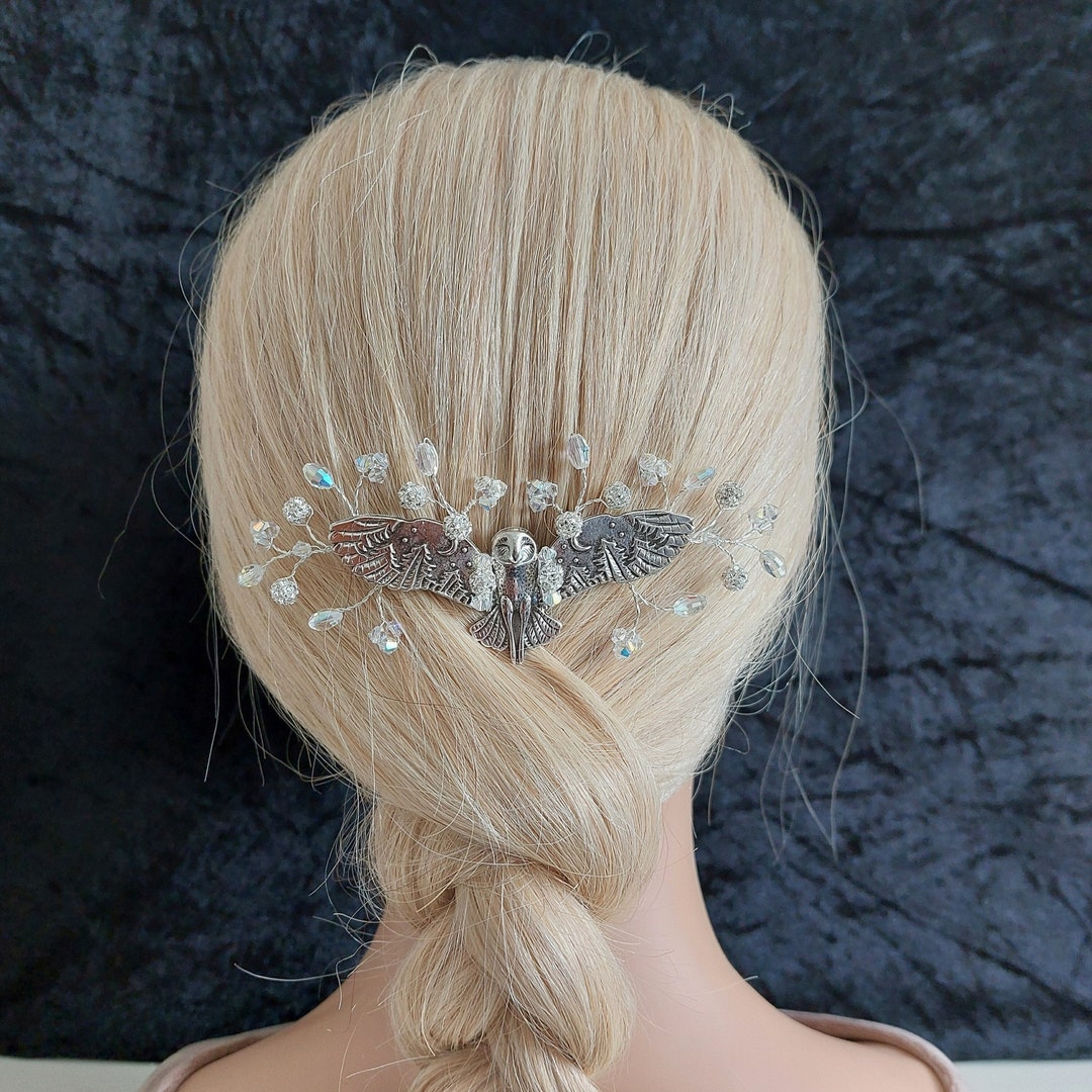 Unique Owl Hair Comb Magical Crystal Strands Side or Back of Hair Plait ...
