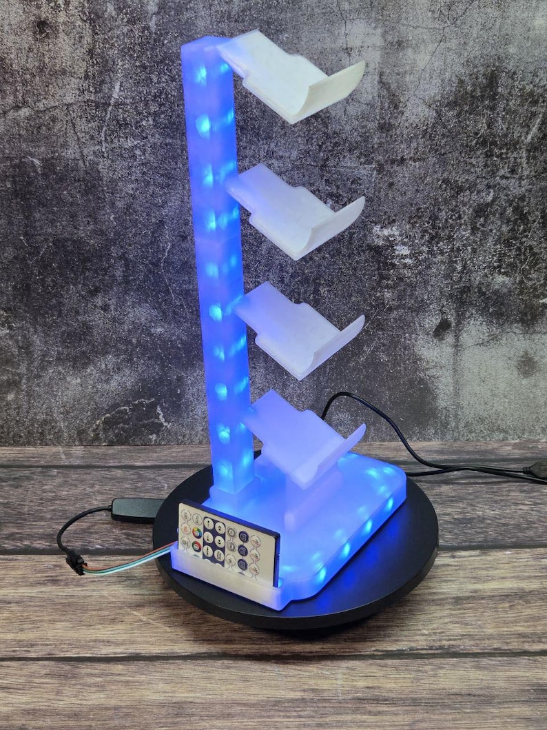 RGB Light up Controller Tower, Video Game Storage, LED Upright Display ...