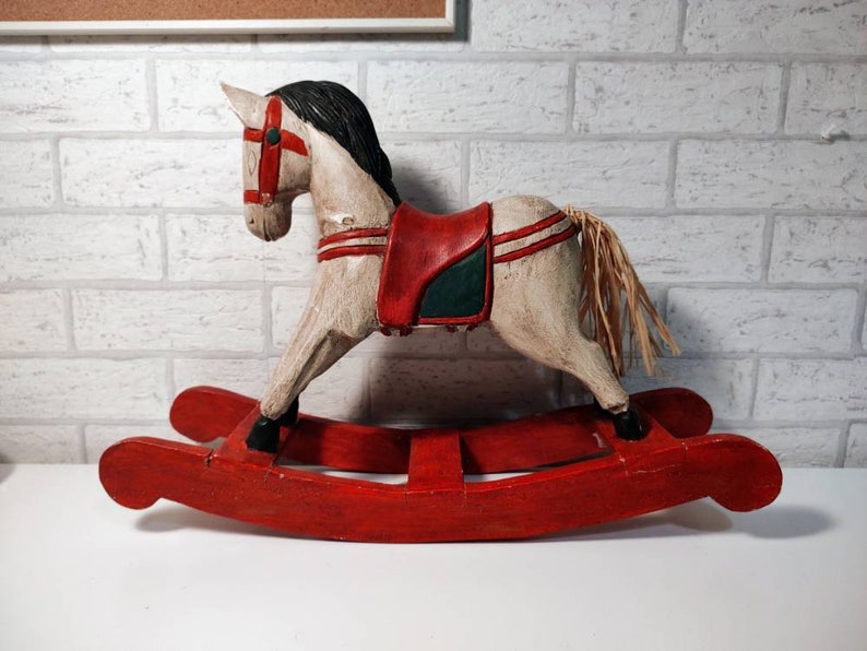 Vintage Wooden Rocking Horse, 1st Half 20 Century, Decoration Objects ...