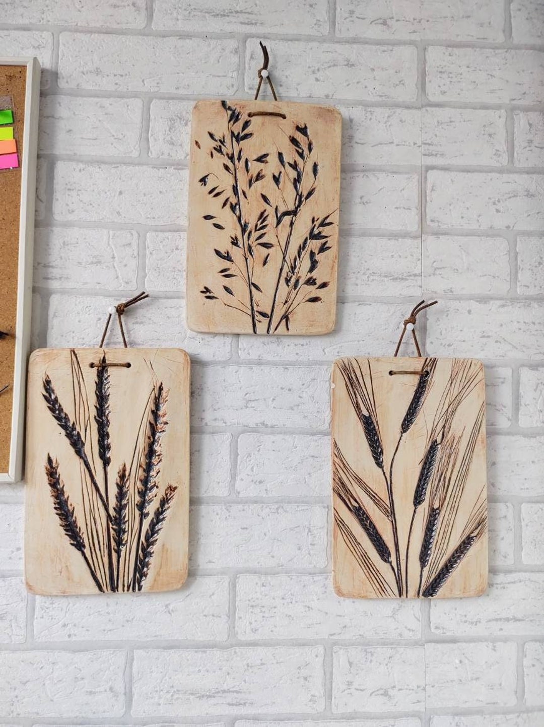 Set of Vintage Ceramic, Clay Tiles, Wall Decoration, Village House ...