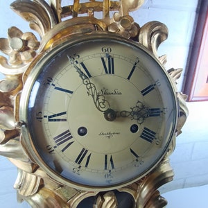 Skandia Stockholm Gilded Wooden Wall Clock With Hermle Mechanism - Etsy