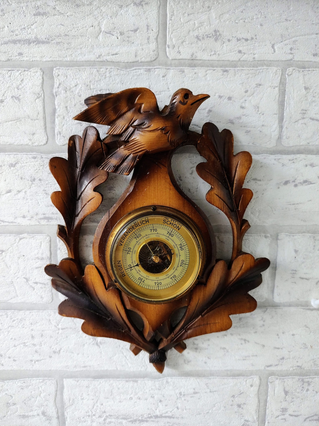 Vintage Barometer With Visible Mechanism Wooden Casing in - Etsy