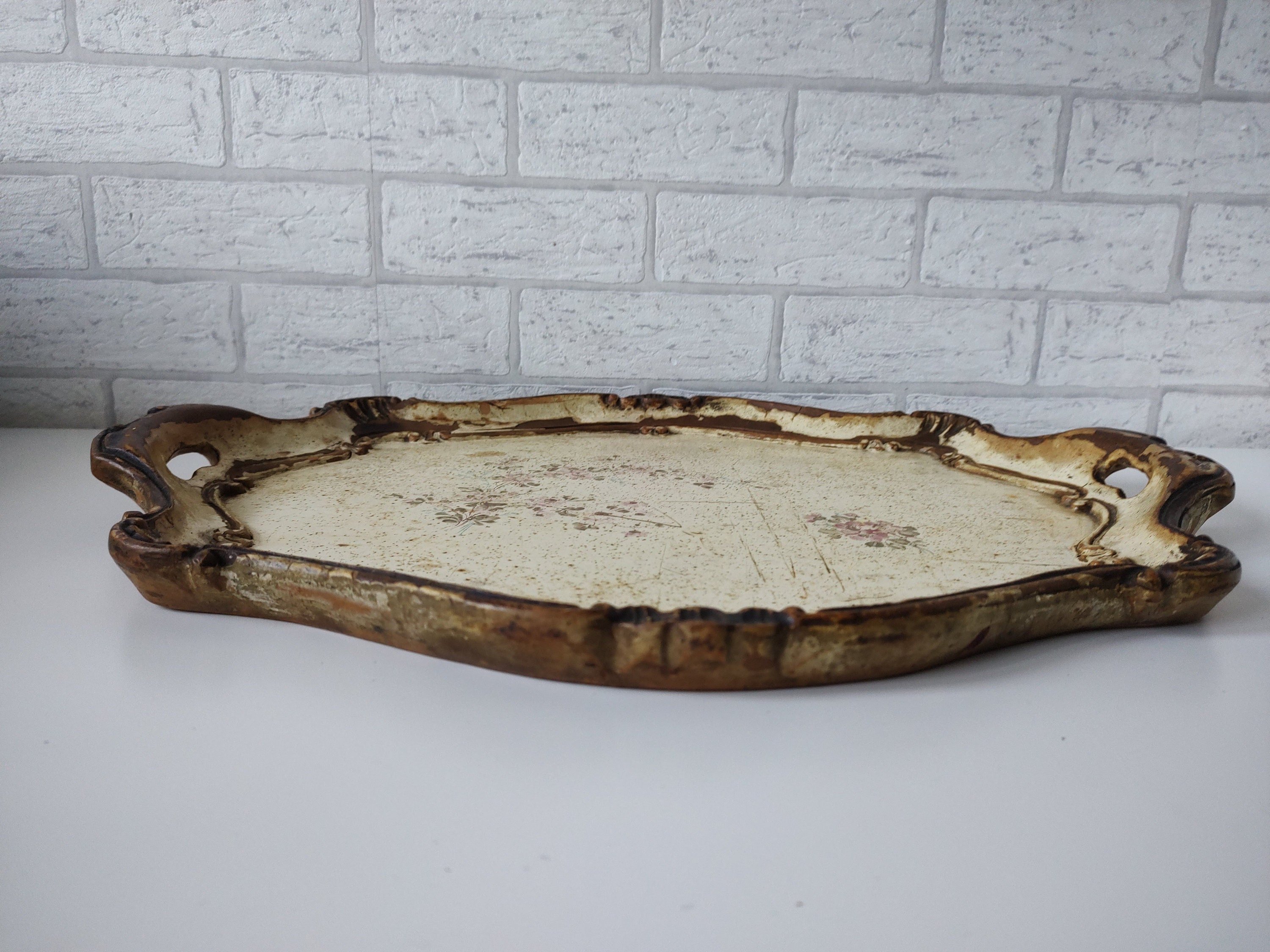 Antique Wooden Serving Tray Early 20th Century - Etsy