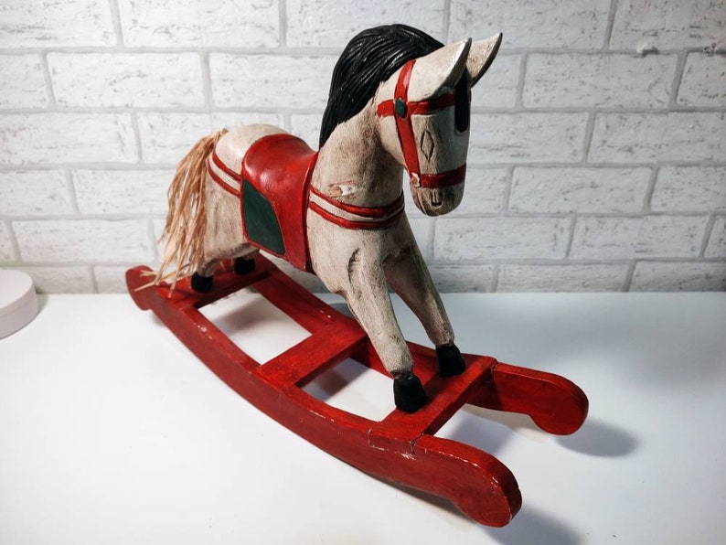 Vintage Wooden Rocking Horse, 1st Half 20 Century, Decoration Objects ...