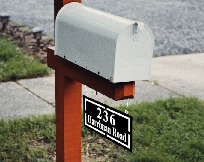 7"x12" Metal Mailbox Sign - Modern House Number Plaque - Customizable ...