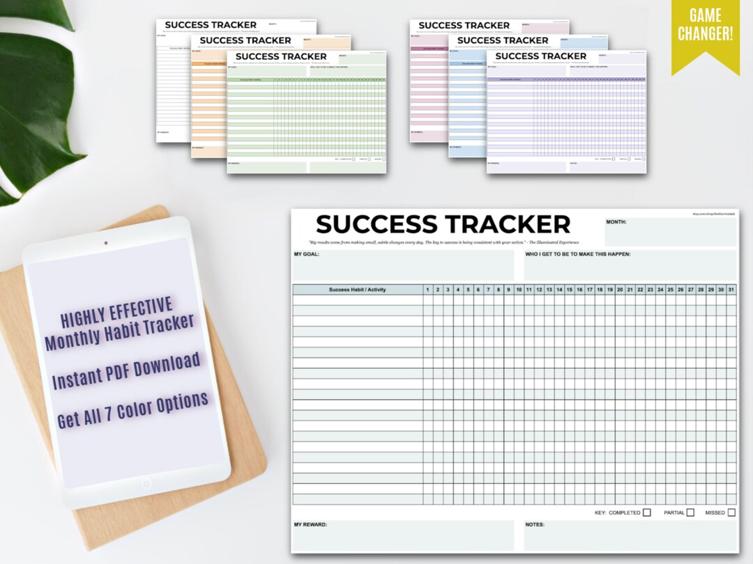 Monthly Habit Tracker for Goal Setting Digital Planner Wellness Tracker ...