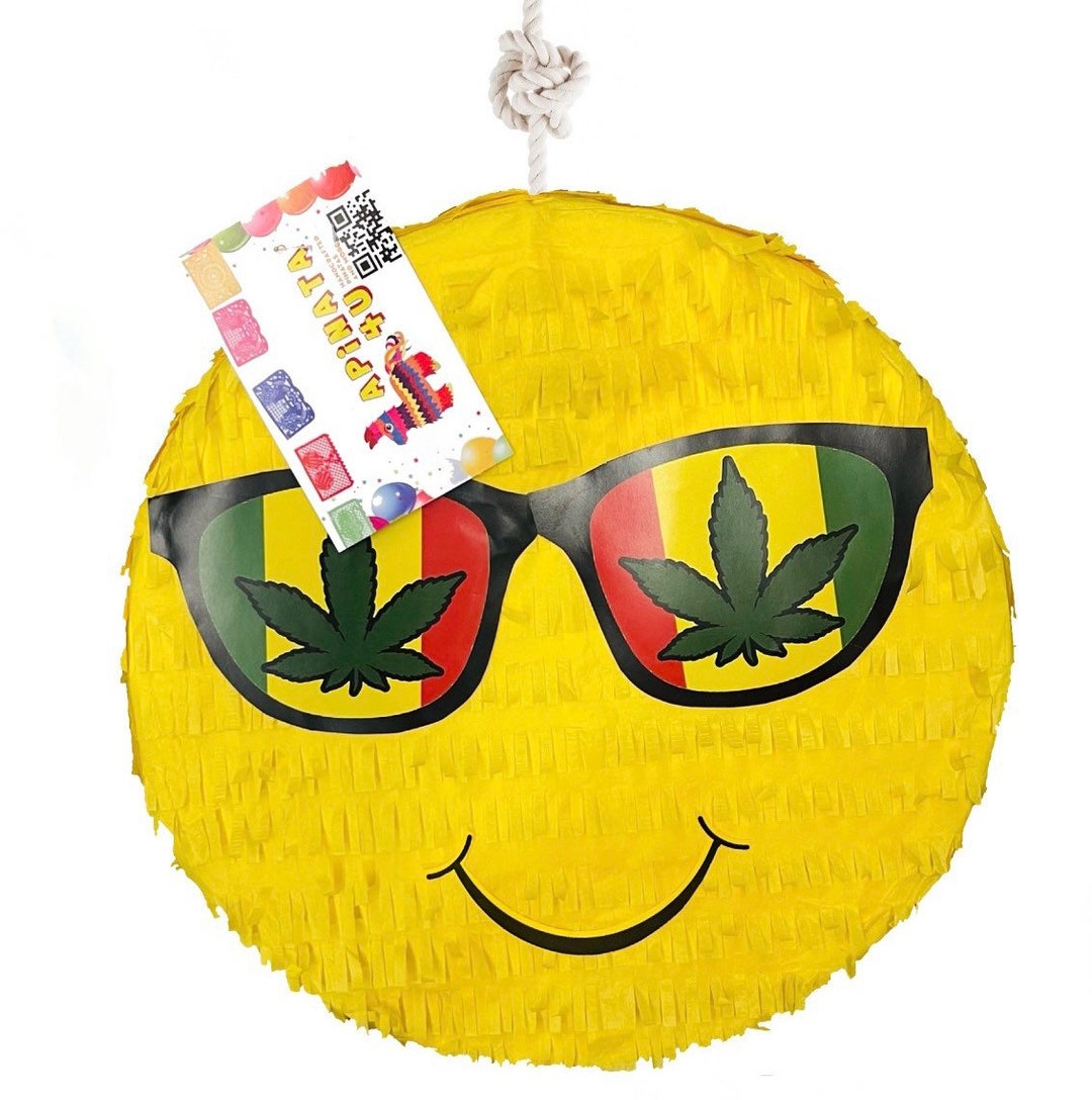 Emoji Pinata With Cannabis Leaf Sunglasses, Perfect for Birthday and ...