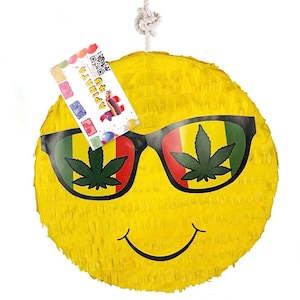 Emoji Pinata With Cannabis Leaf Sunglasses, Perfect for Birthday and ...