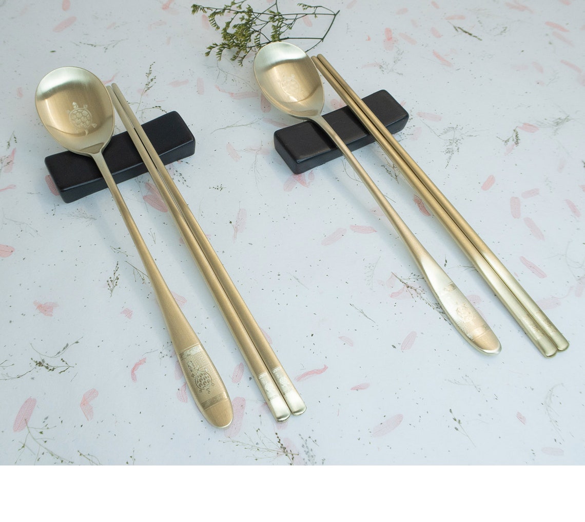 Silver Sea Turtle Design Korean Chopsticks and Spoon_simple - Etsy