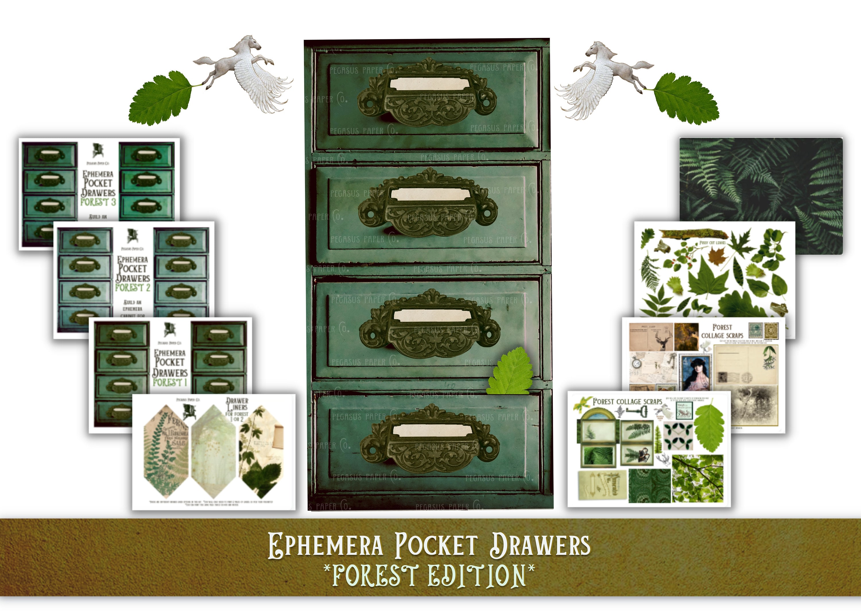 Forest Ephemera Pocket Drawers: Junk Journal Insert (digital Download ...