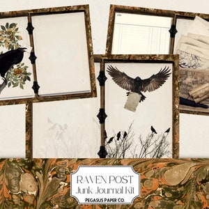 Junk Journal Kit Printable RAVEN POST With Ephemera Gift Cards and ...