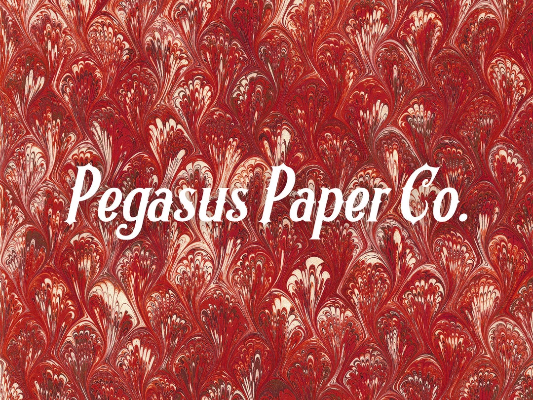 Handmade Marbled Paper for Victorian Books Dark Red Herring Endpaper ...