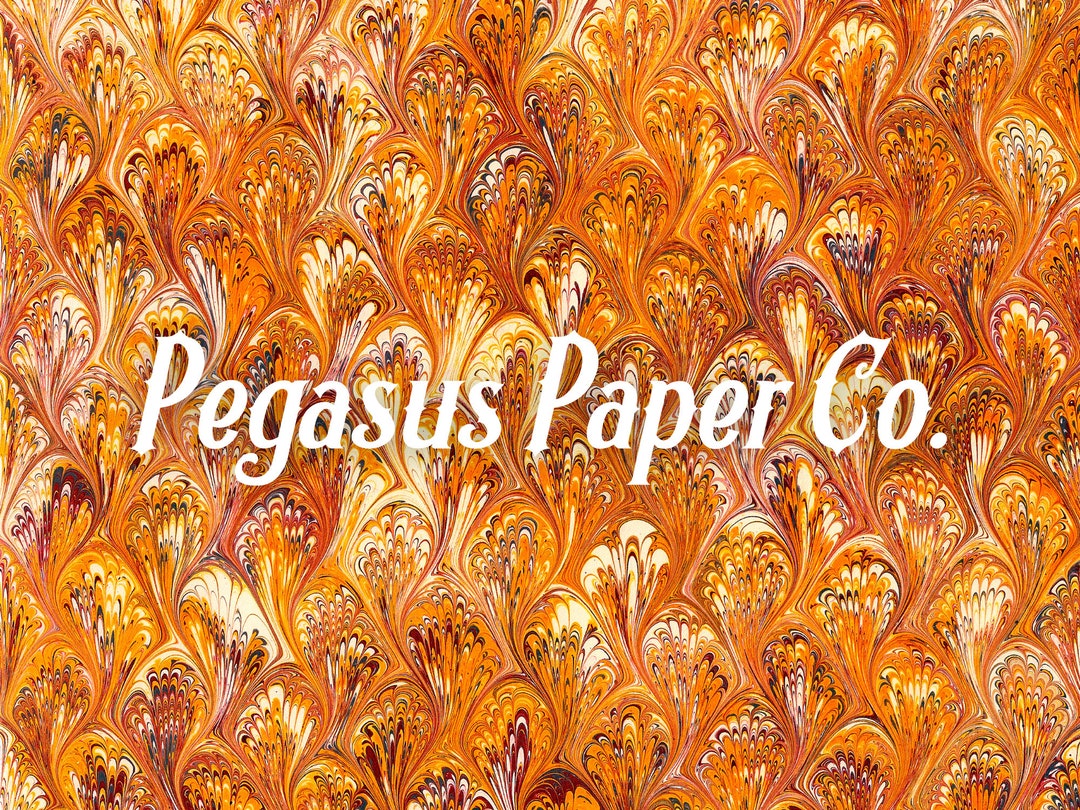 Handmade Marbled Paper for Victorian Books Pumpkin Orange Endpaper ...