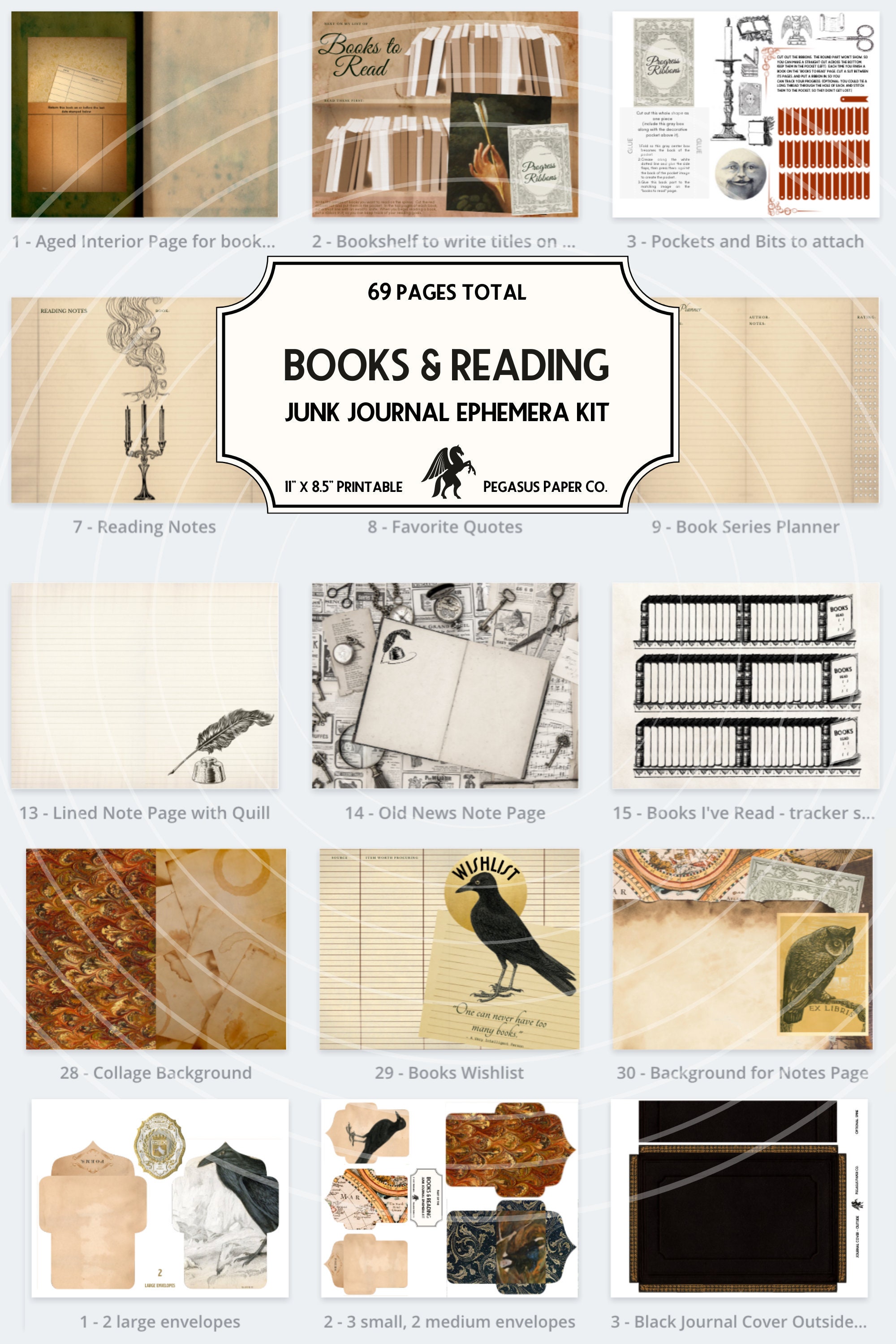 Reading Journal Craft Kit Make Your Own Notebooks Printable Project for ...