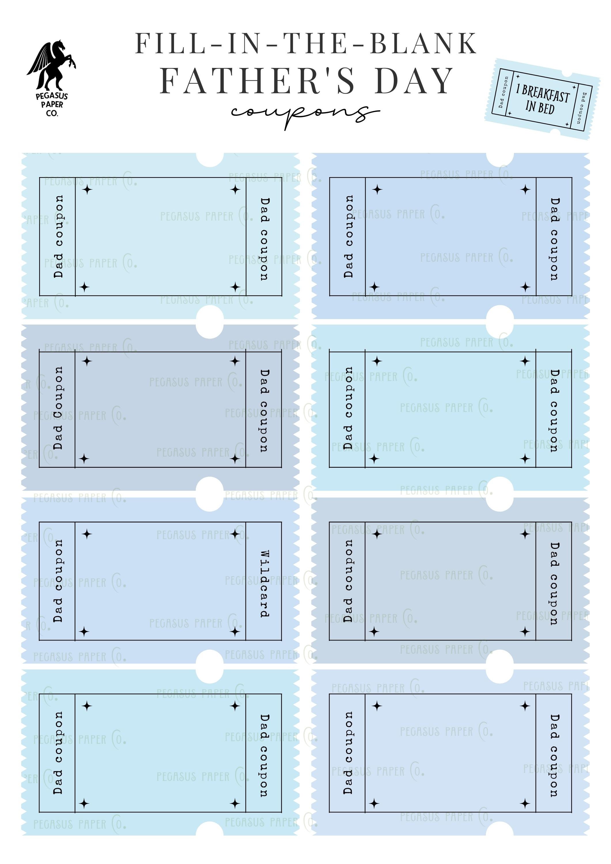 Father's Day Coupons - Printable Dad Gift - Last Minute Fun Chore ...