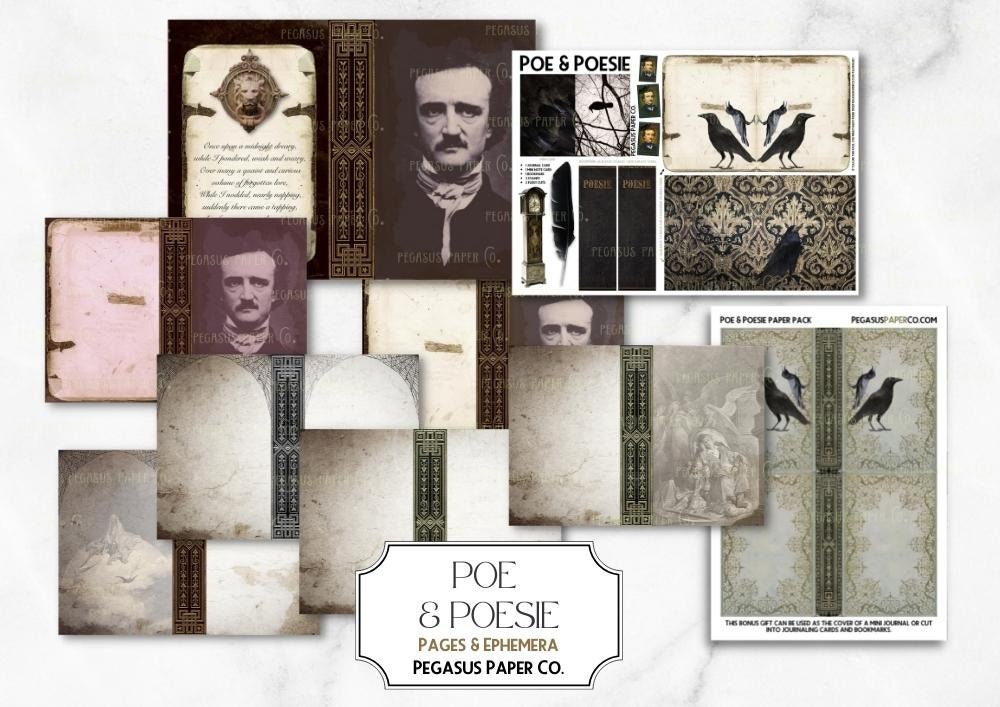 Poe & Poesie Pages and Ephemera Gothic Junk Journal Pages Digis Shabby ...